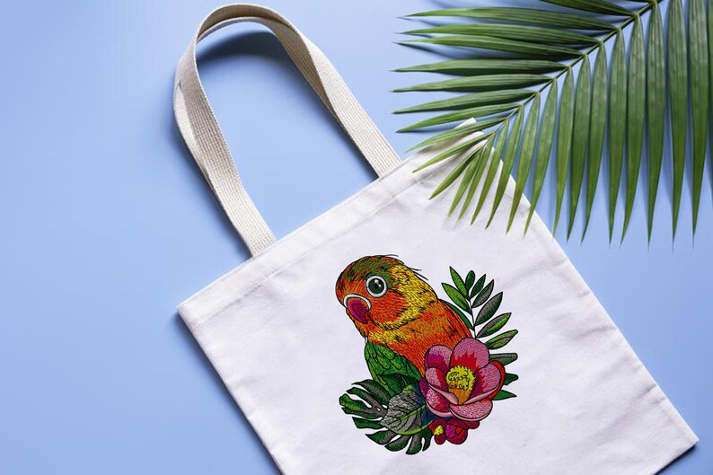 Fischer Lovebird Embroidery Design: Floral Bird Applique (digital ...