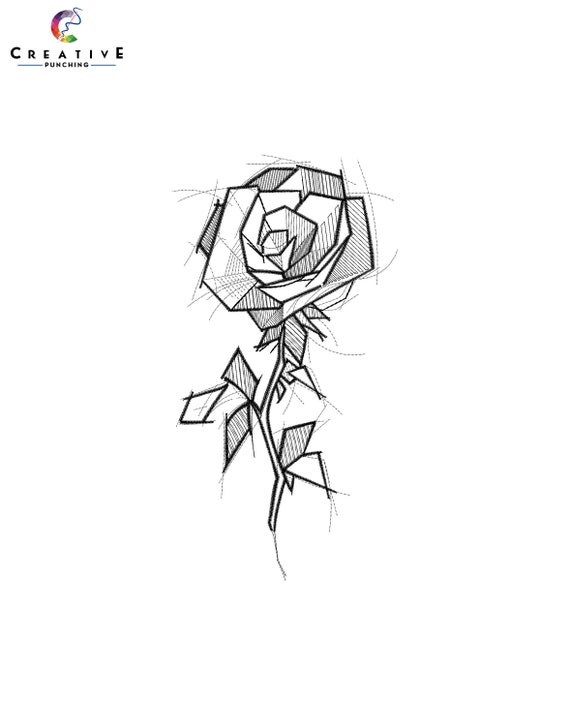 Rose Embroidery Designs Sketch Flower Applique Embroidery | Etsy