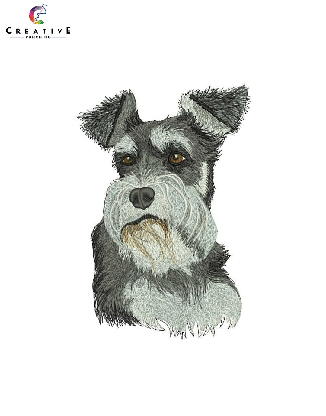 Standard Schnauzer Dog Face Embroidery Design: Machine Embroidery ...