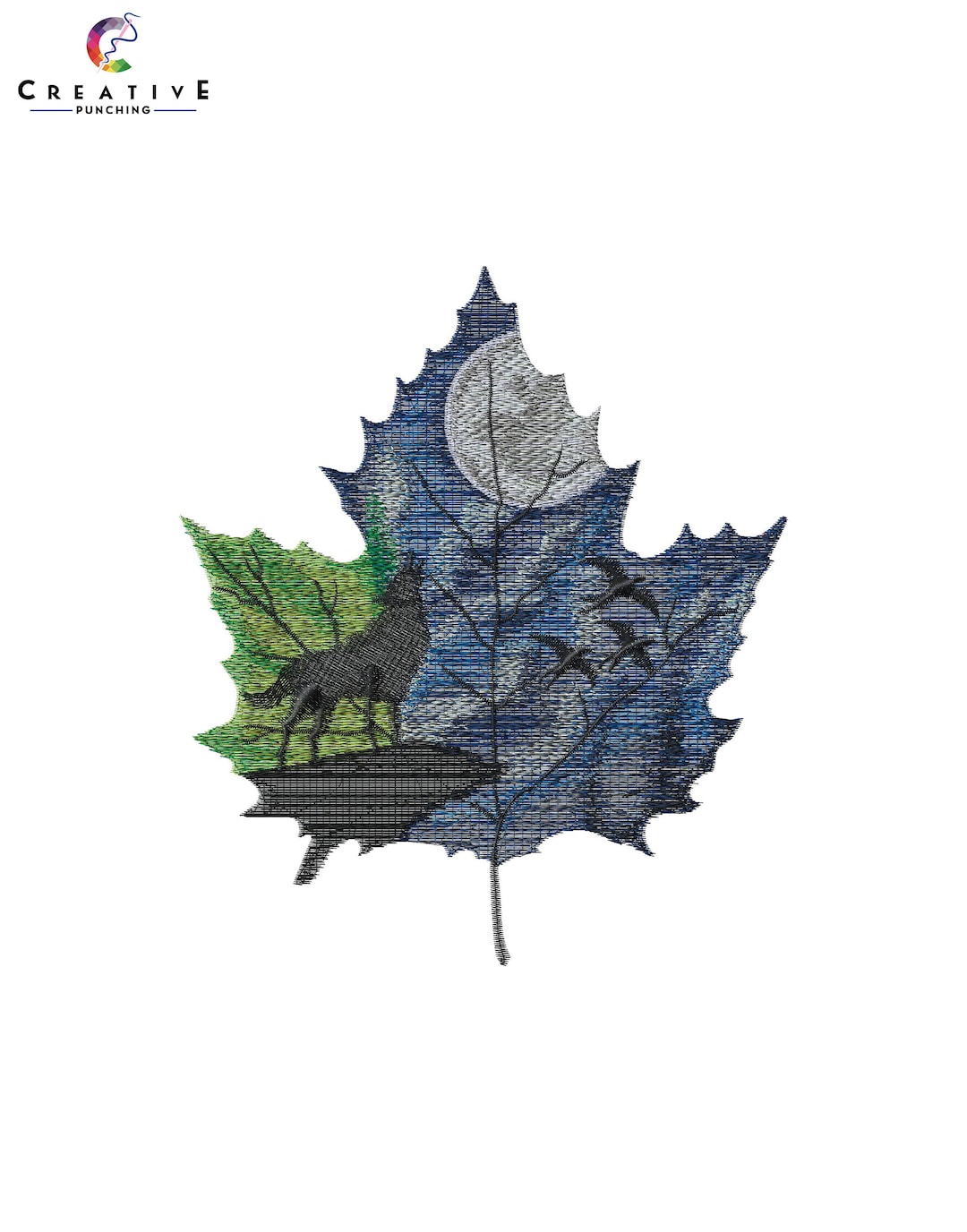 Maple Leaf Embroidery Designs Wolves Howling Digitizing Embroidery ...