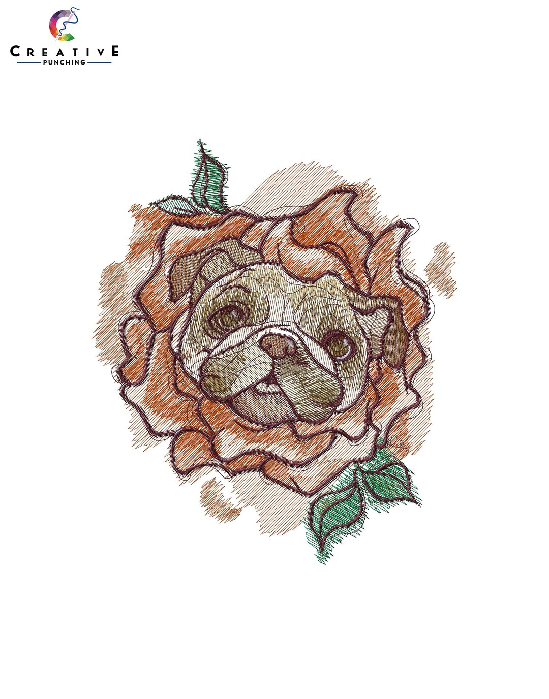 Dog Face Flower Embroidery Design: Colorful Wedding Floral (digital ...
