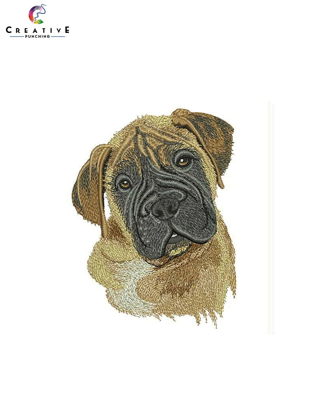 Bull Mastiff Dog Embroidery Design: Floral Machine Embroidery (digital ...