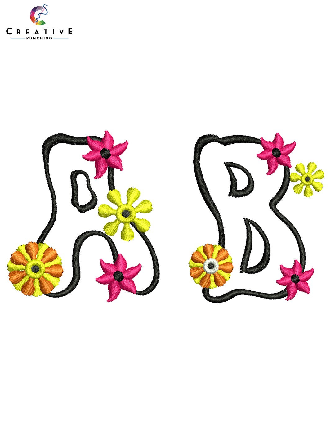 Flower Embroidery Alphabetic Font Designs Machine Embroidery Fonts File ...