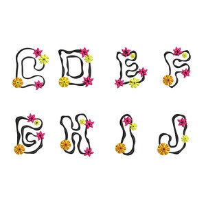 Flower Embroidery Alphabetic Font Designs Machine Embroidery Fonts File ...