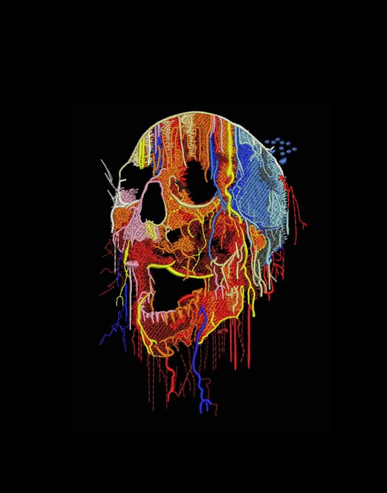 Skull Embroidery Design, Artistic Machine File (5x7 Hoop) - Etsy