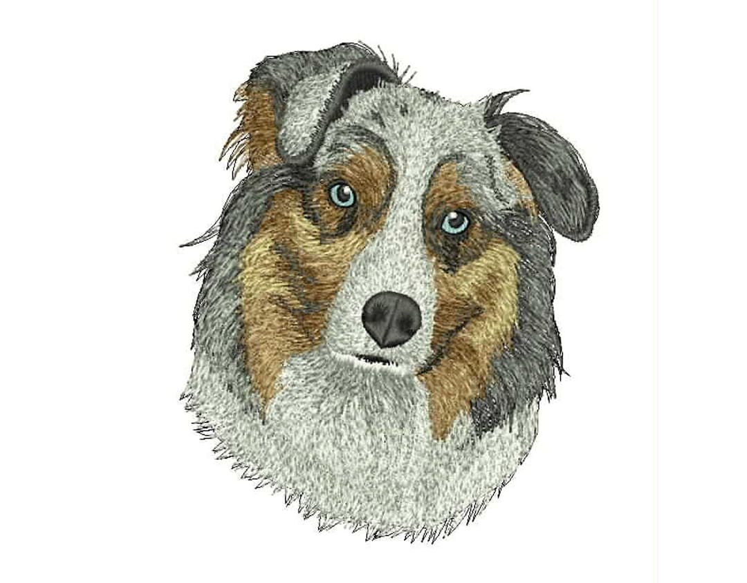Australian Shepherd Dog Embroidery Design: Machine Embroidery Digital ...