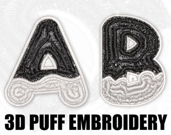 3D Puff Embroidery Fonts Embroidery Alphabets Designs Font T-shirt ...