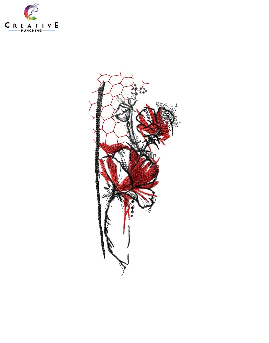 Flower Embroidery Designs Red Flower Wedding Embroidery Designs Digital ...