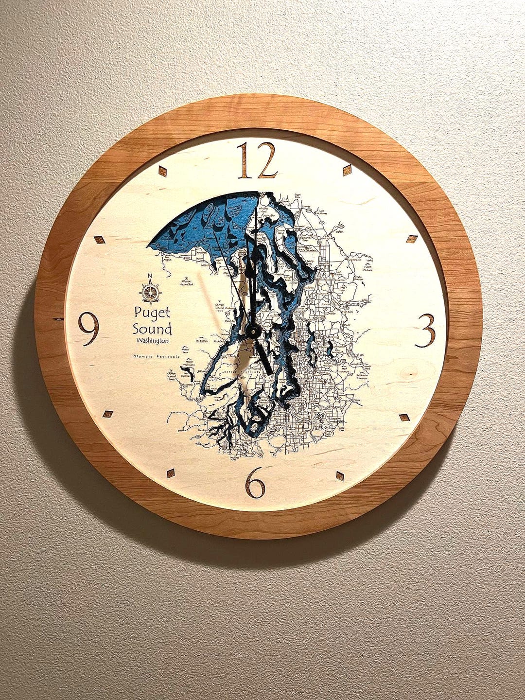 Puget Sound WA 3d Wood Clock - Etsy