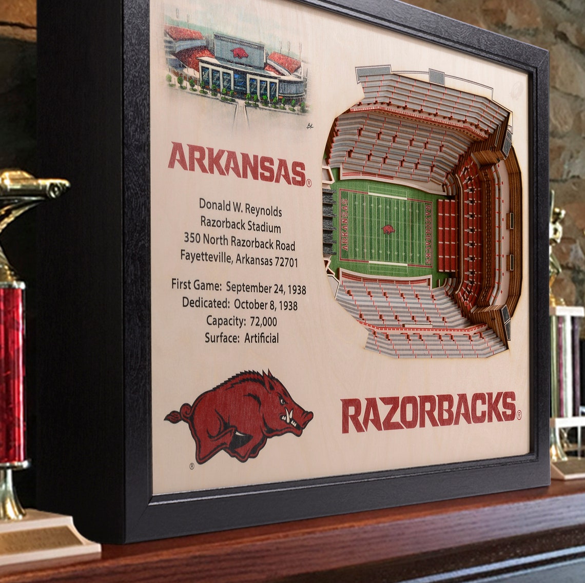 ARKANSAS RAZORBACKS Donald W. Reynolds Stadium 3d Replica 25 - Etsy