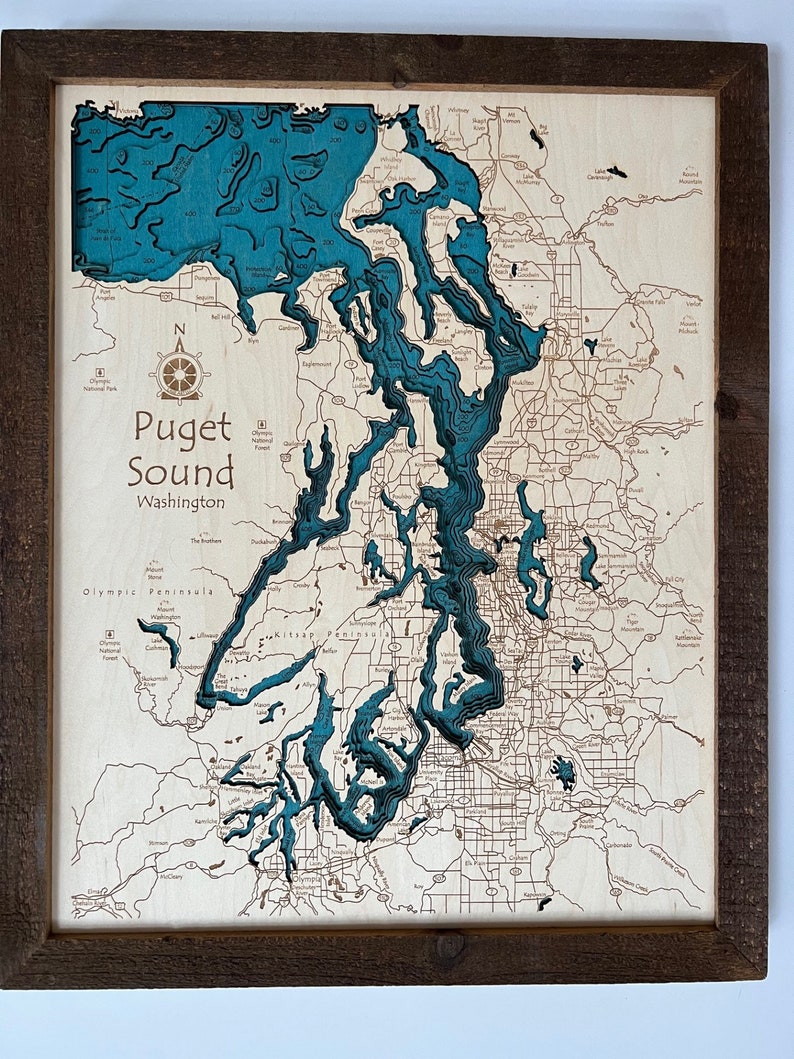 Puget Sound 16x20 3d Wood Map - Etsy