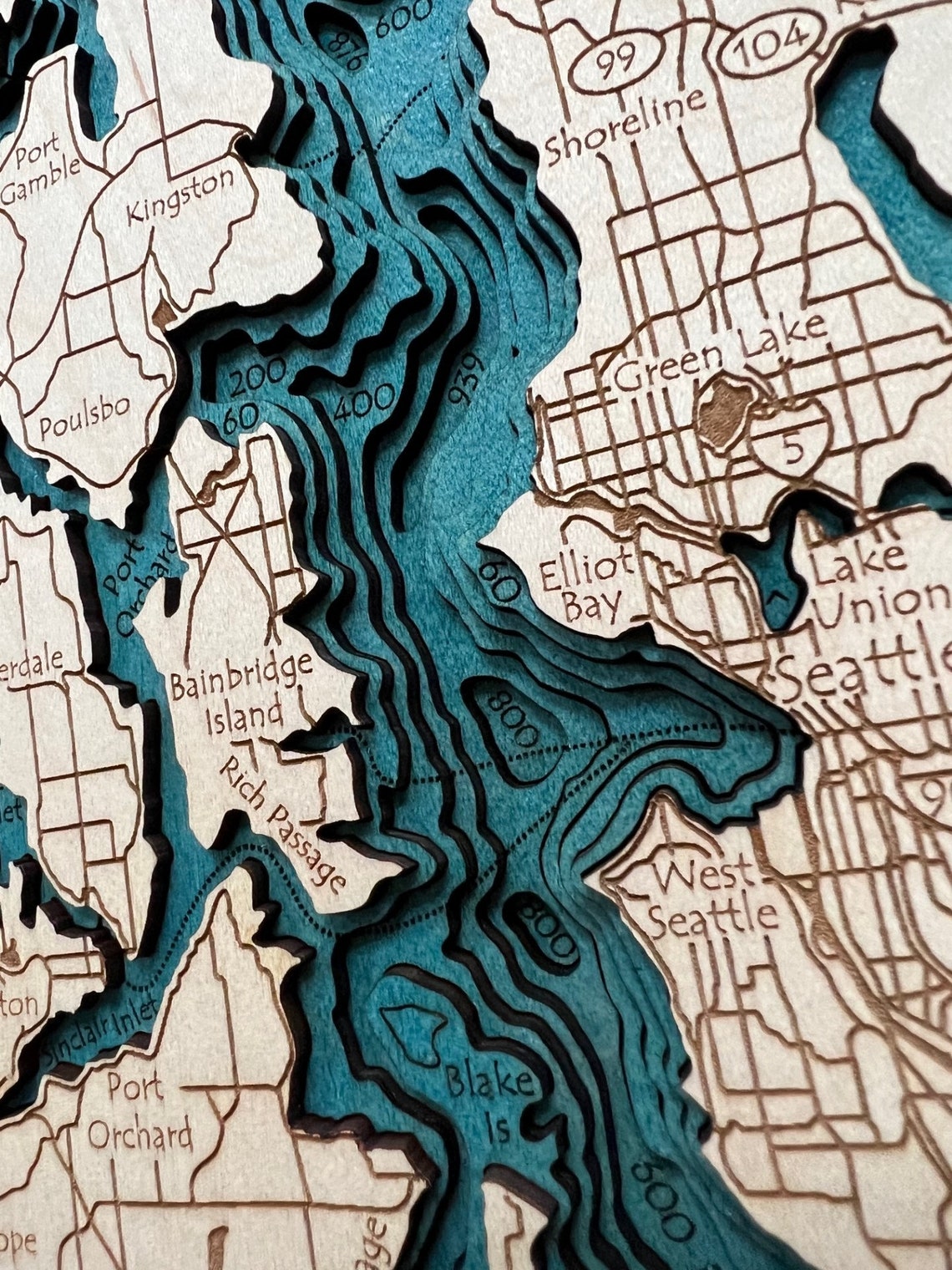 Puget Sound 16x20 3d Wood Map Etsy