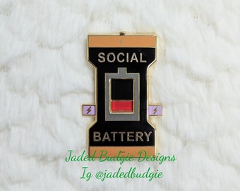 The Original Social Battery Sliding Enamel Pin, Interactive Enamel Pins ...
