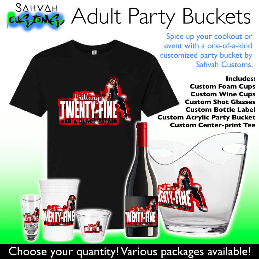 Adult Party Buckets – Customize Your Celebration! Custom Party Decor - Etsy