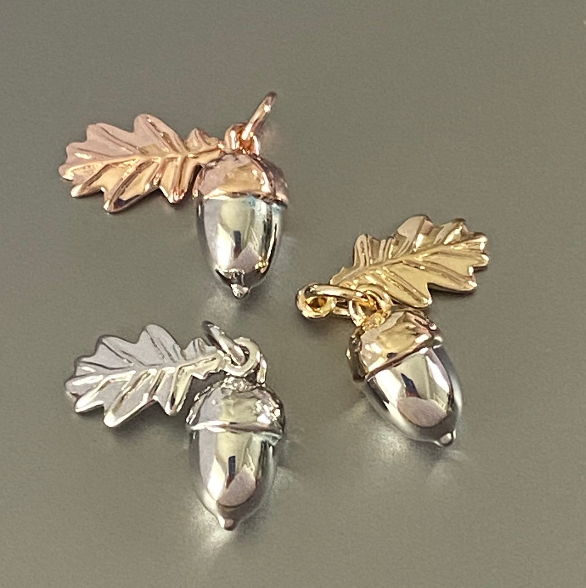 Acorn and Oak Leaf Sterling Silver Pendant & Chain | Rose Gold or ...