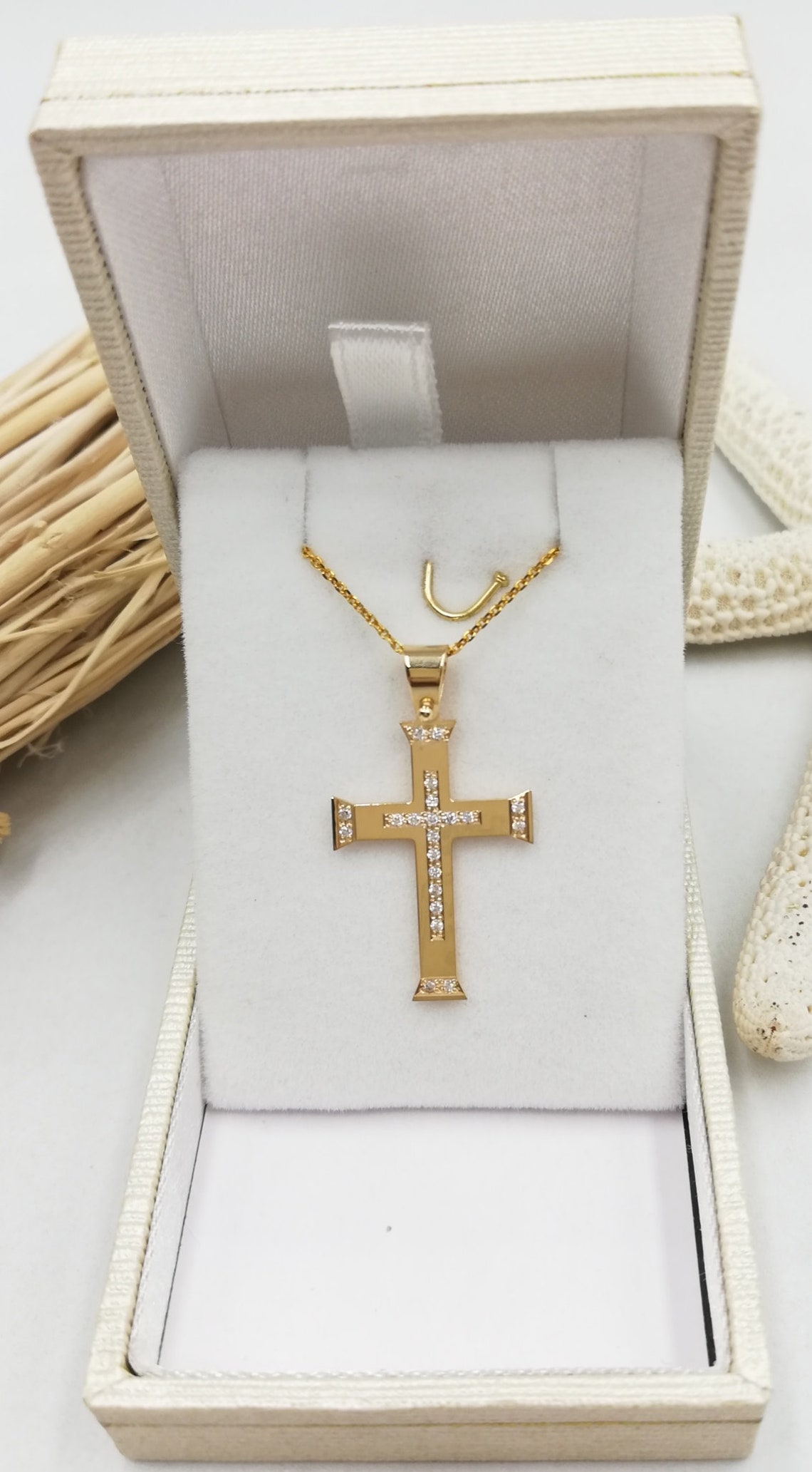 14k Solid Gold Cross.baptism Gold Cross.cross for - Etsy