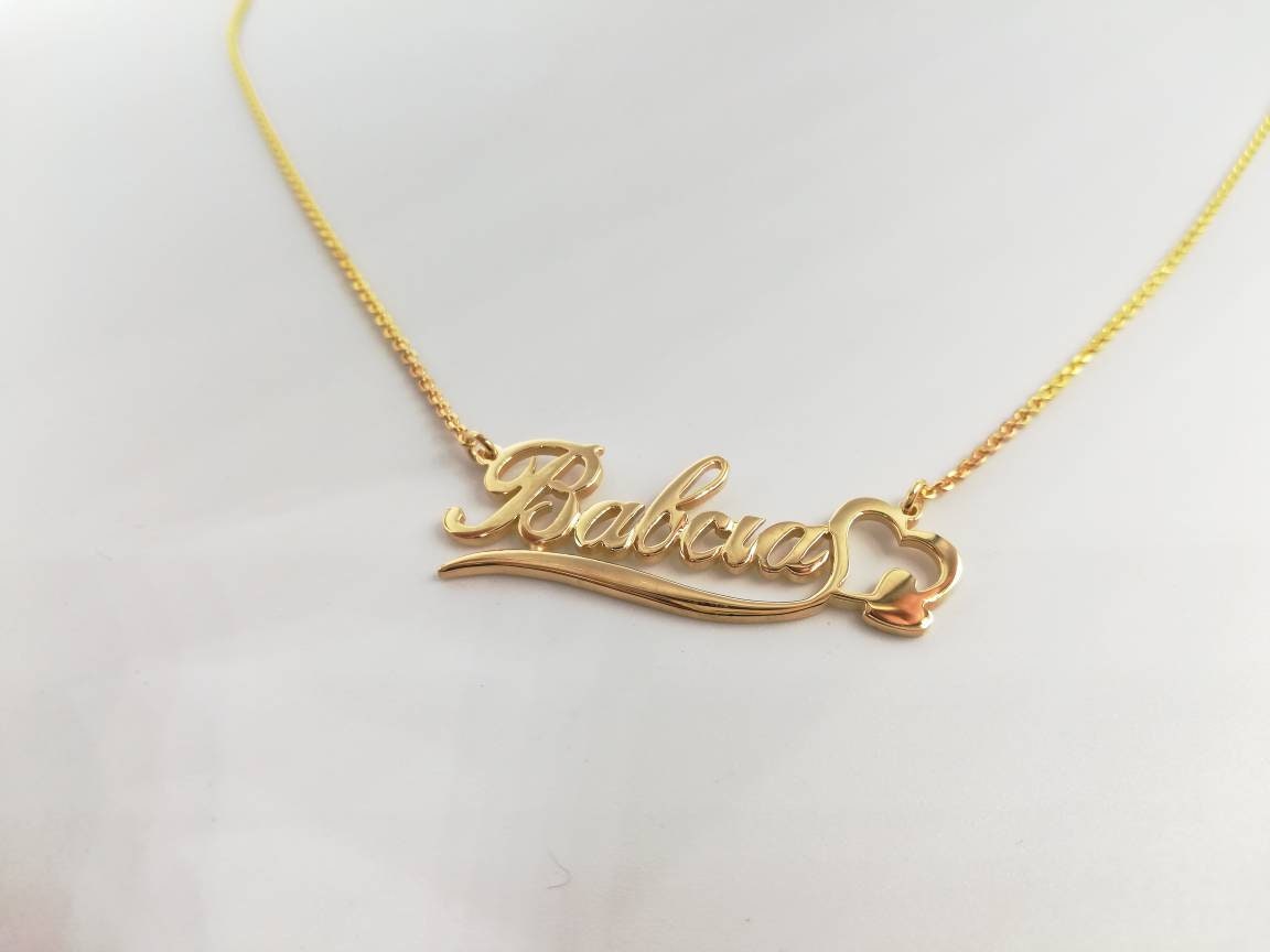 Name Necklace Gold Name Necklace Solid gold Name Necklace | Etsy
