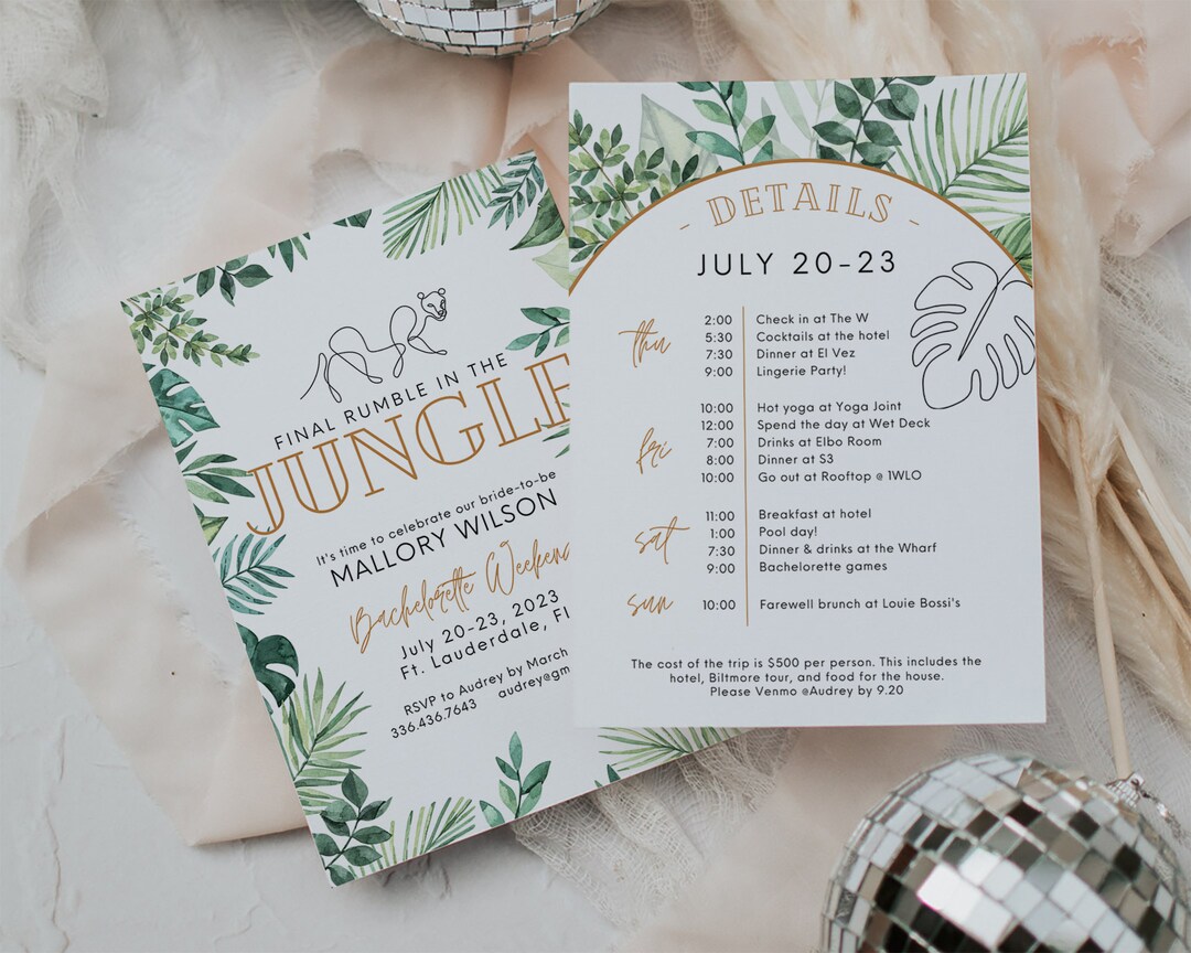 EDITABLE Last Rumble in the Jungle Bachelorette Invitation and ...