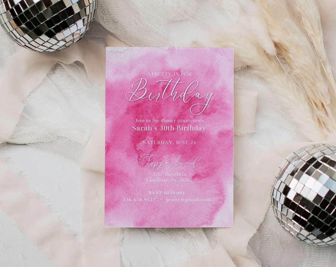 EDITABLE Pretty in Pink Birthday Invitation, Digital Download, Canva ...