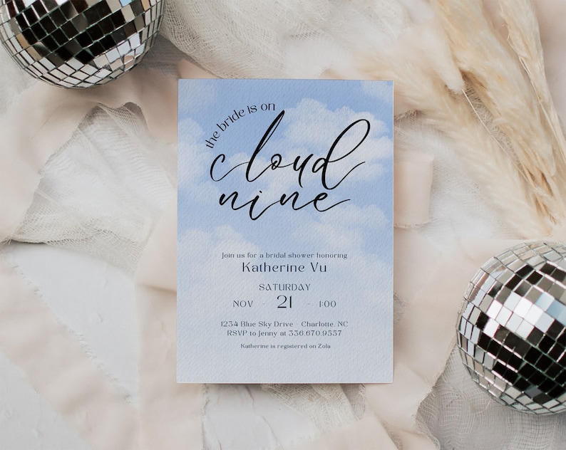EDITABLE the Bride is on Cloud Nine Bridal Shower Invitation - Etsy