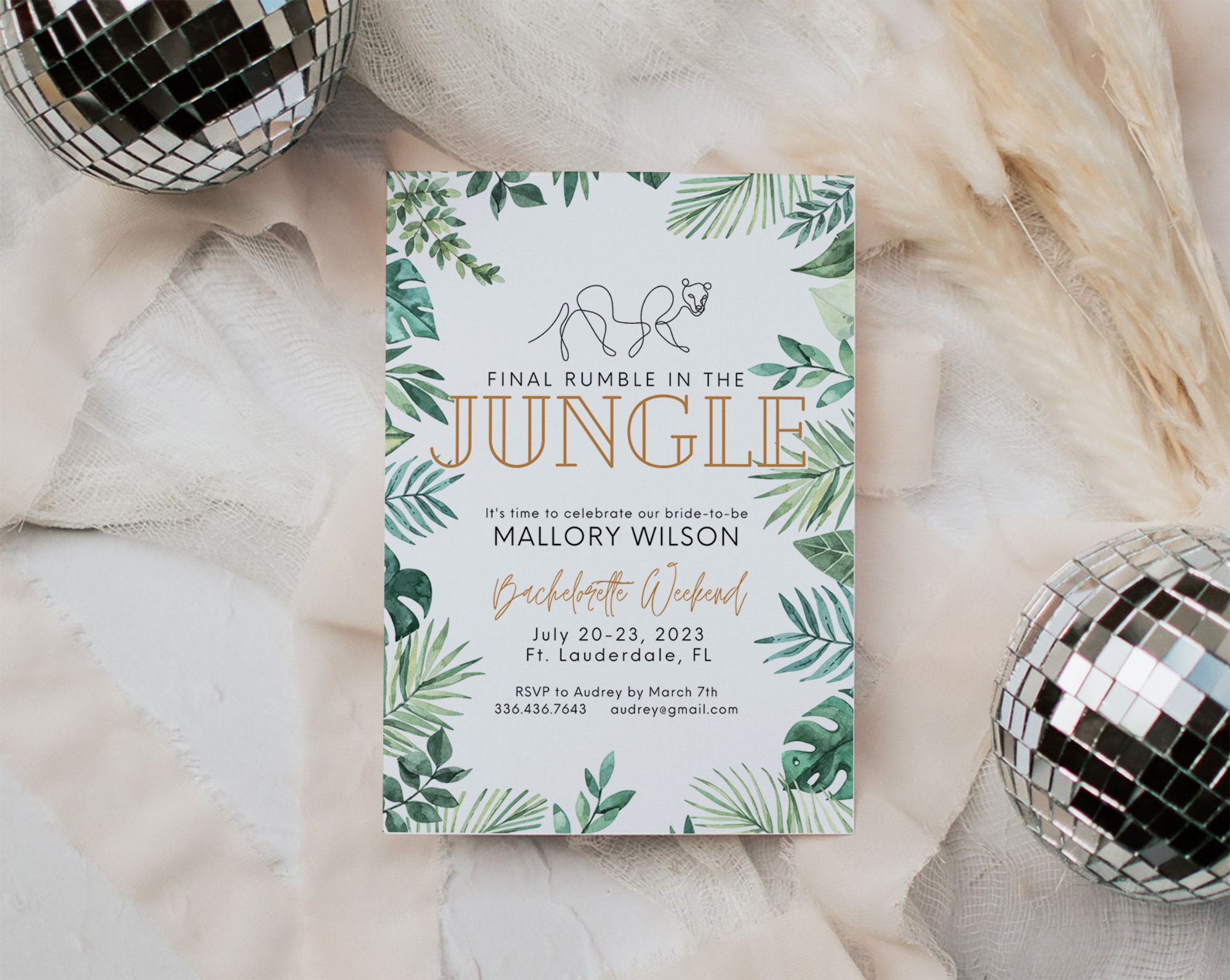 EDITABLE Last Rumble in the Jungle Bachelorette Invitation and ...