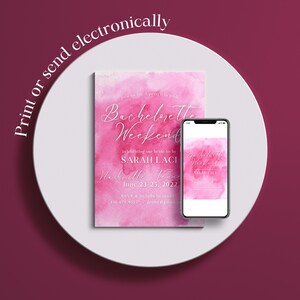EDITABLE Pretty in Pink Bachelorette Invitation and Itinerary, Digital ...