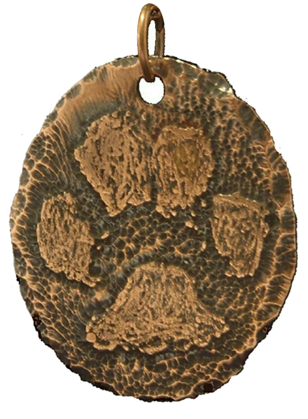 Copper Pet Paw Pendant Later Etched Oval 1 1/2 With 20 Copper Bead ...