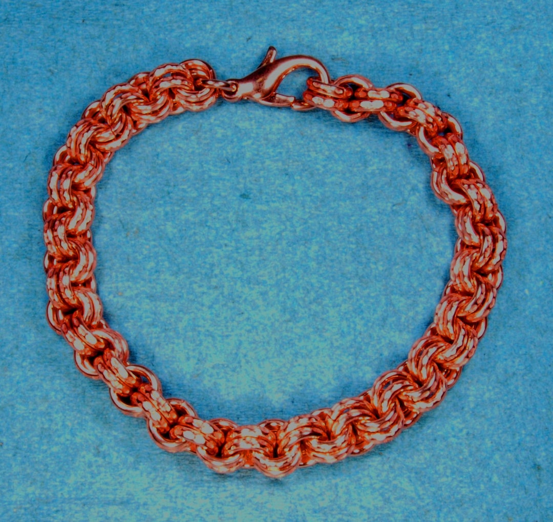 Recycled Copper Chainmail Bracelet/anklet: 2in2 14g X 5mmtextured ...