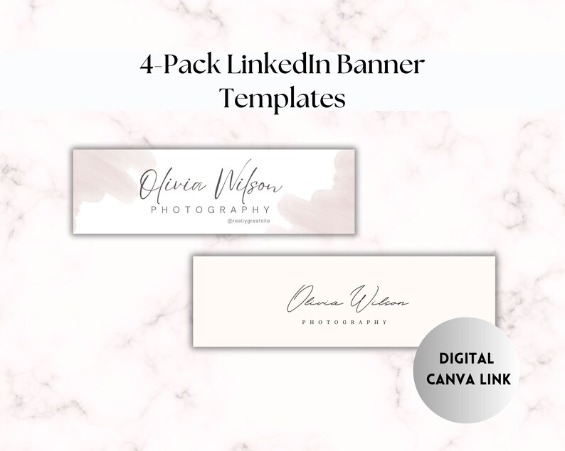 Linkedin Banner Templates - Canva Link - Watercolor - Mauve & White ...