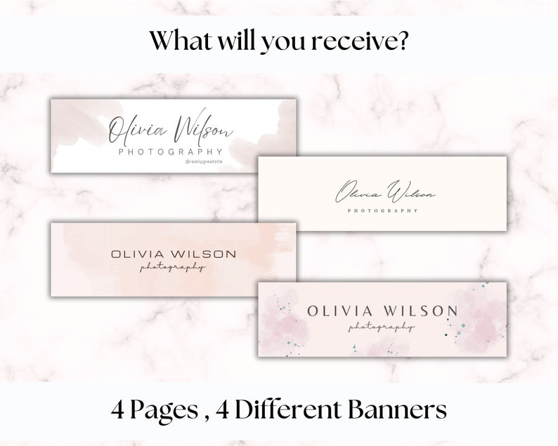 Linkedin Banner Templates - Canva Link - Watercolor - Mauve & White ...