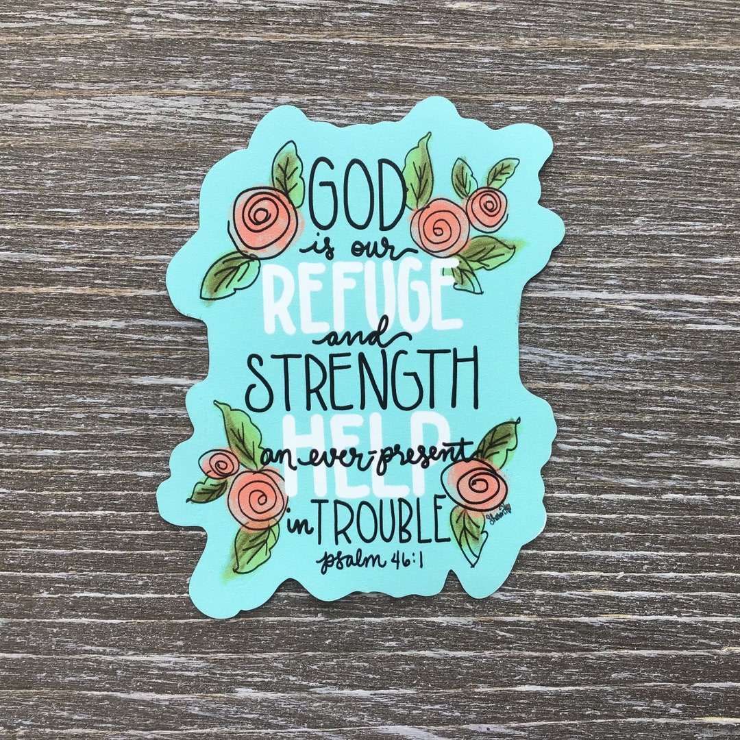 God is Our Refuge and Strength, Magnet, Ps 46:1, Blue Bkg ...