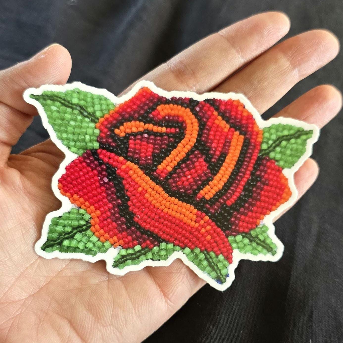 Sticker- Native American Beaded Red Rose - Etsy