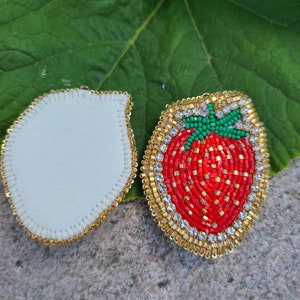 Authentic Native American Beaded Earrings, Red and Gold, Strawberries ...