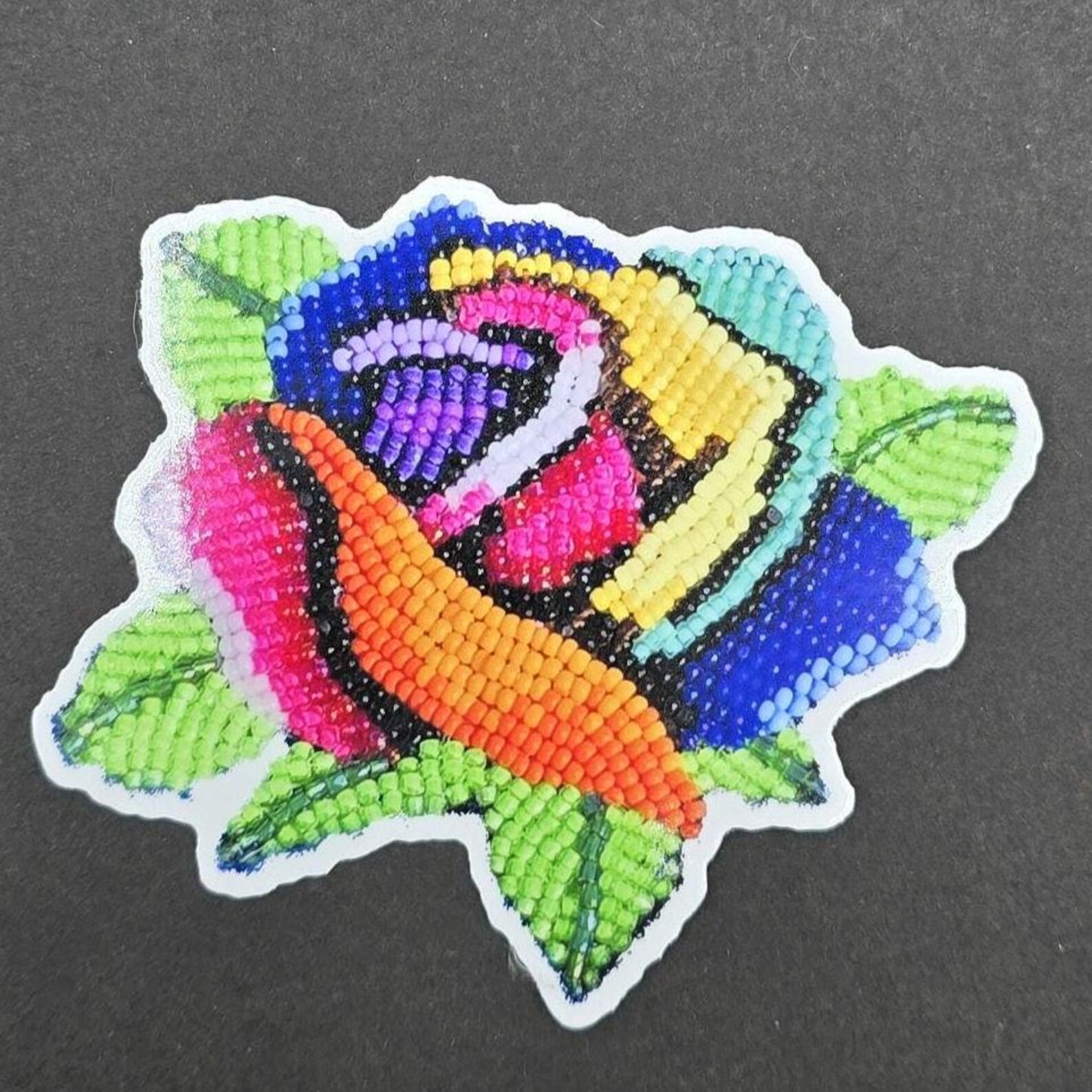 Sticker, Native American Beaded Rainbow Rose - Etsy