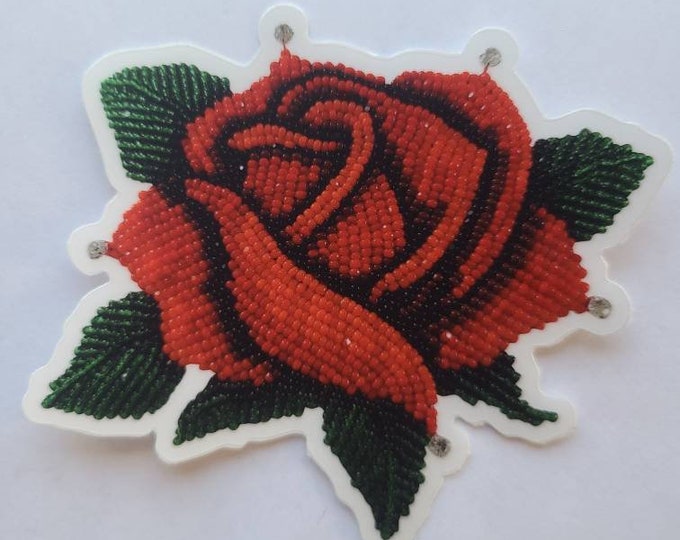 Sticker Native American Beaded Red Rose - Etsy