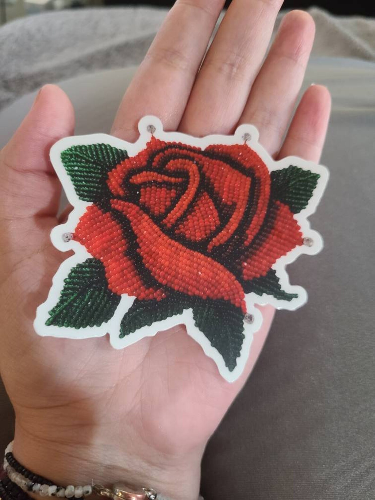 Sticker Native American Beaded Red Rose - Etsy