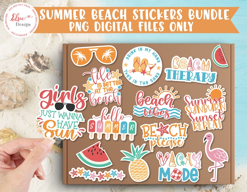 Fun Summer Stickers PNG Bundle Summer Printable Bundle - Etsy