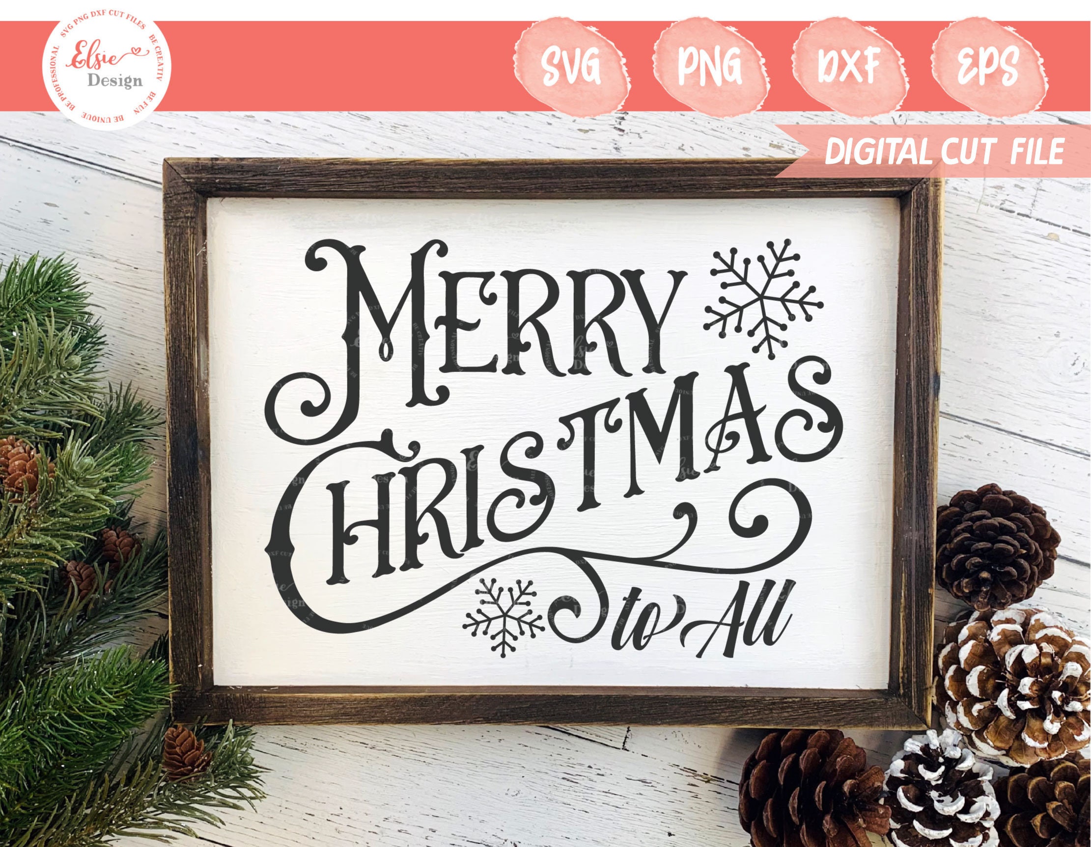 Merry Christmas SVG Farmhouse Christmas Svg Rustic | Etsy