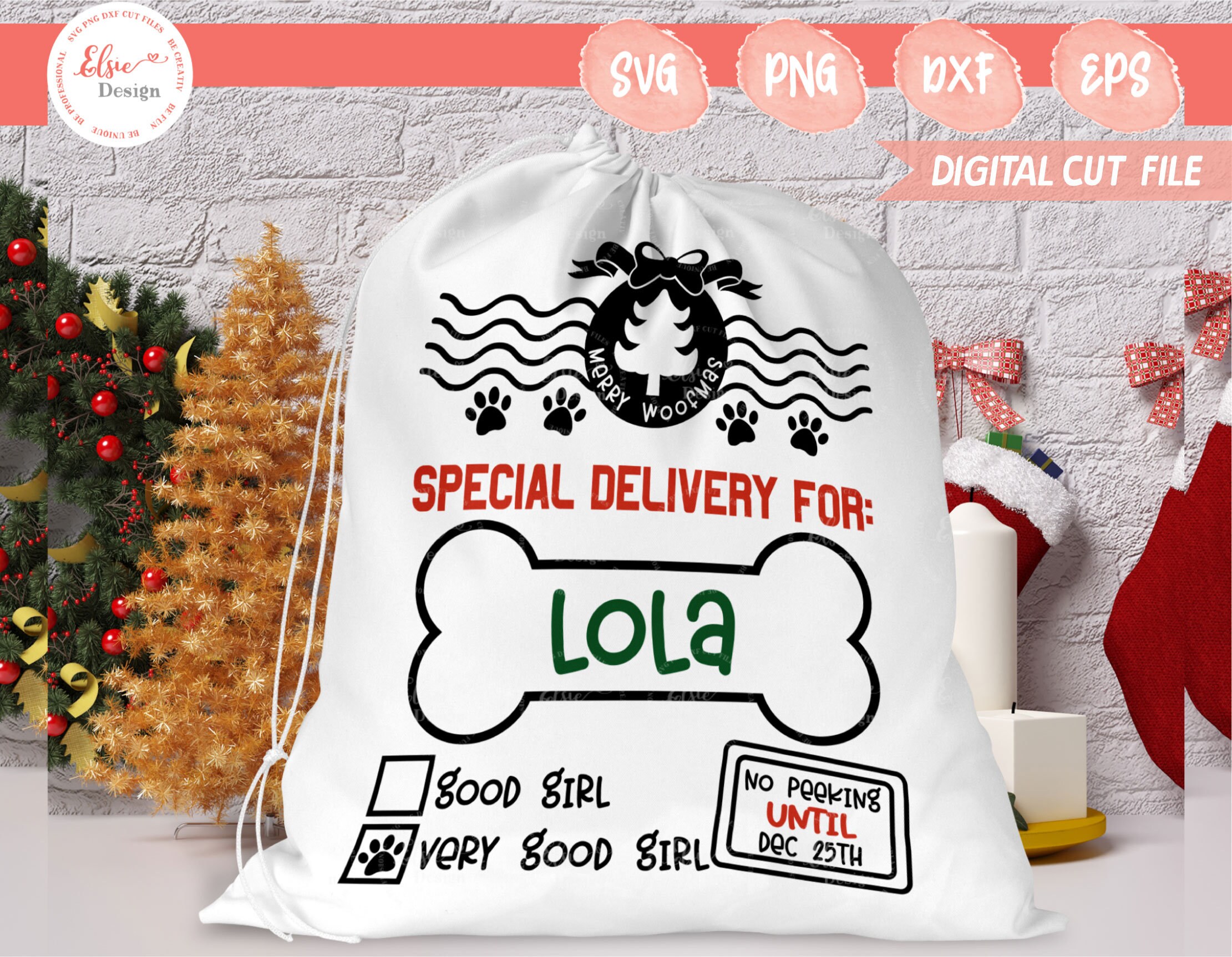 Dog Santa Sack SVG | Dog Christmas Sack Svg | Dog Santa Stocking Svg ...