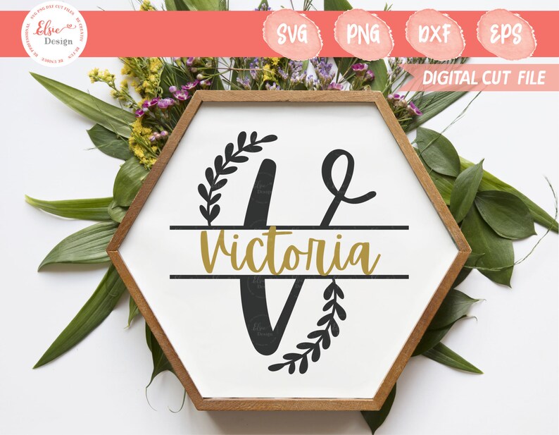 Handlettered Split Monogram Letter V Svg Split Letter Svg | Etsy