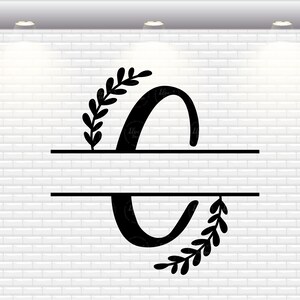 Handlettered Split Monogram Letter C Svg | Split Letter Svg | Wreath ...