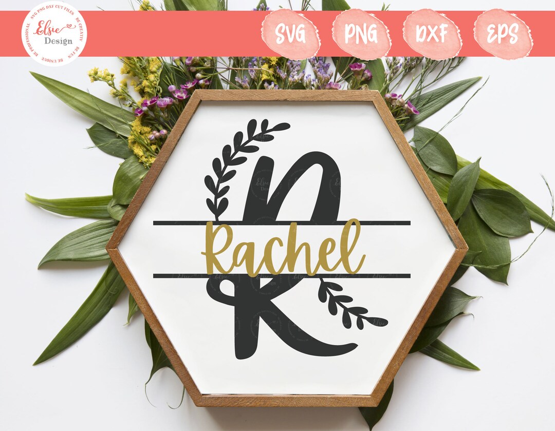 Handlettered Split Monogram Letter R Svg | Split Letter Svg | Wreath ...