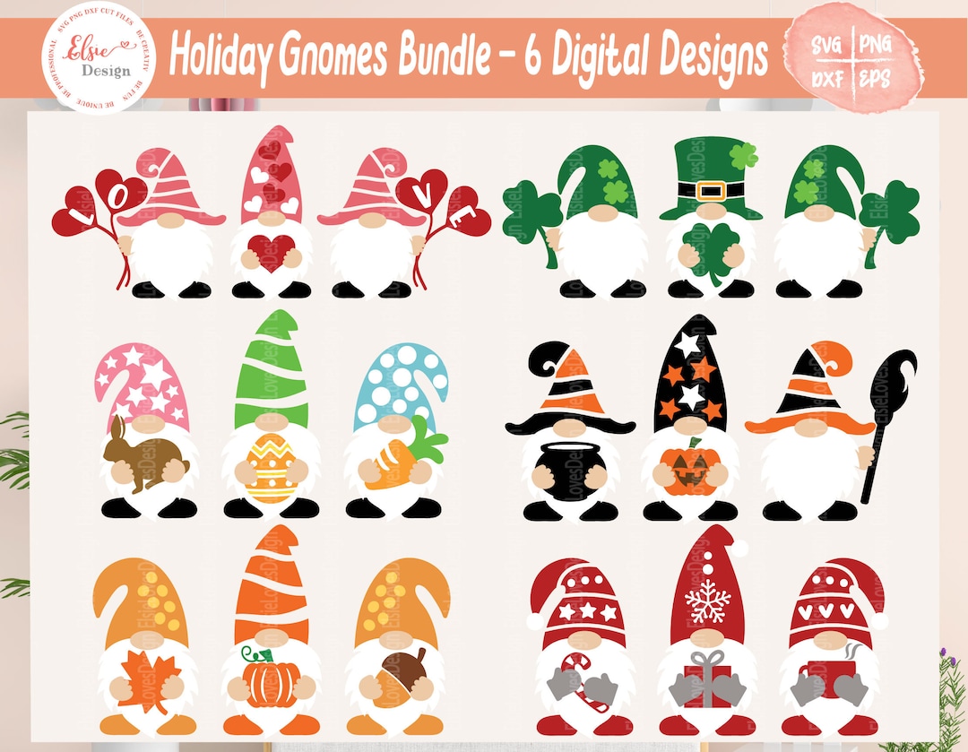 Holiday Gnomes SVG Bundle, Easter Gnomes Svg, St Patricks Gnomes Svg ...