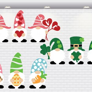 Holiday Gnomes SVG Bundle, Easter Gnomes Svg, St Patricks Gnomes Svg ...