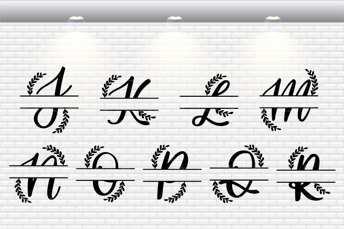 Handlettered Split Monogram Font Svg Bundle Split Letter Svg | Etsy