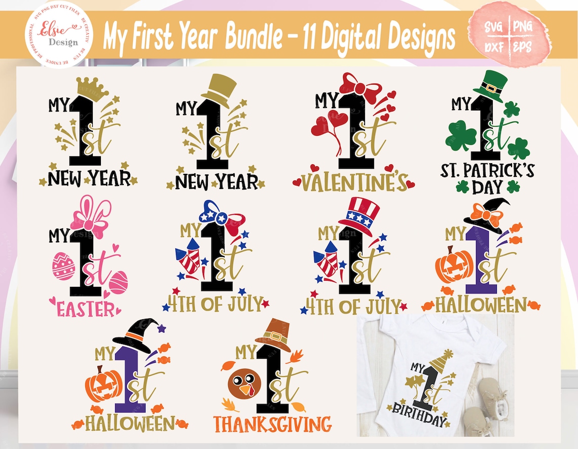 My First Year SVG Bundle, My 1st Year Svg Bundle, My First Birthday Svg ...