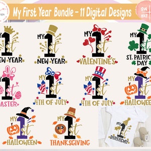 My First Year SVG Bundle, My 1st Year Svg Bundle, My First Birthday Svg ...