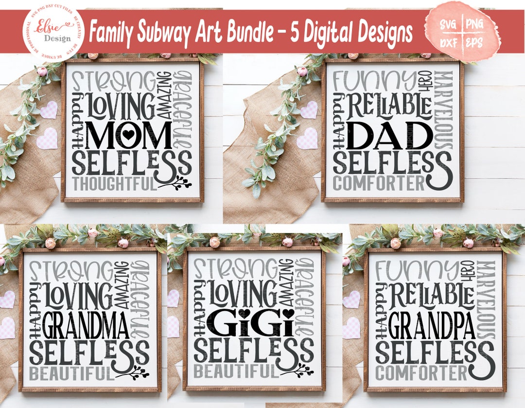 Family Subway Art Bundle, Mother Subway Art Svg, Mothers Day Svg ...