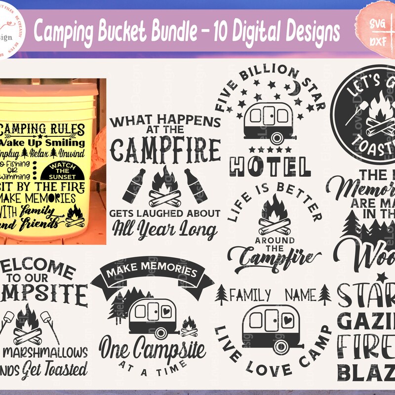 Camping Bucket Svg - Etsy