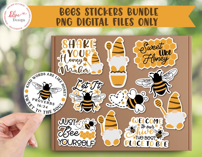 Bees Stickers PNG Bundle Bees Printable Bundle Honey Bee - Etsy